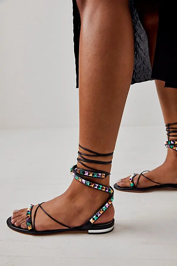 studded wrap sandals
